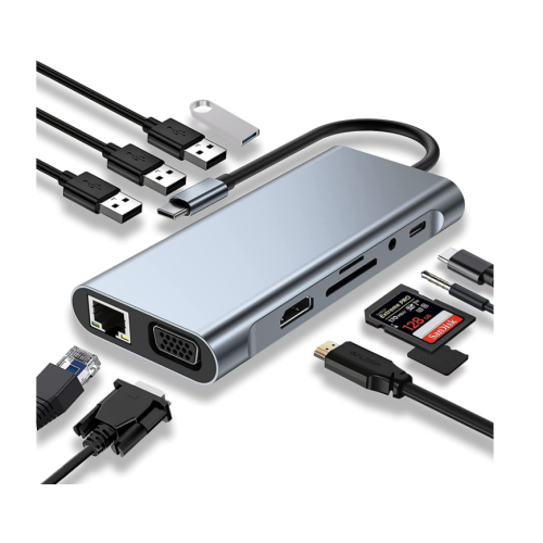 Chronus USB C HUB, Docking Station, 11-in-1 USB C Adapter with 4K-HDMI ...