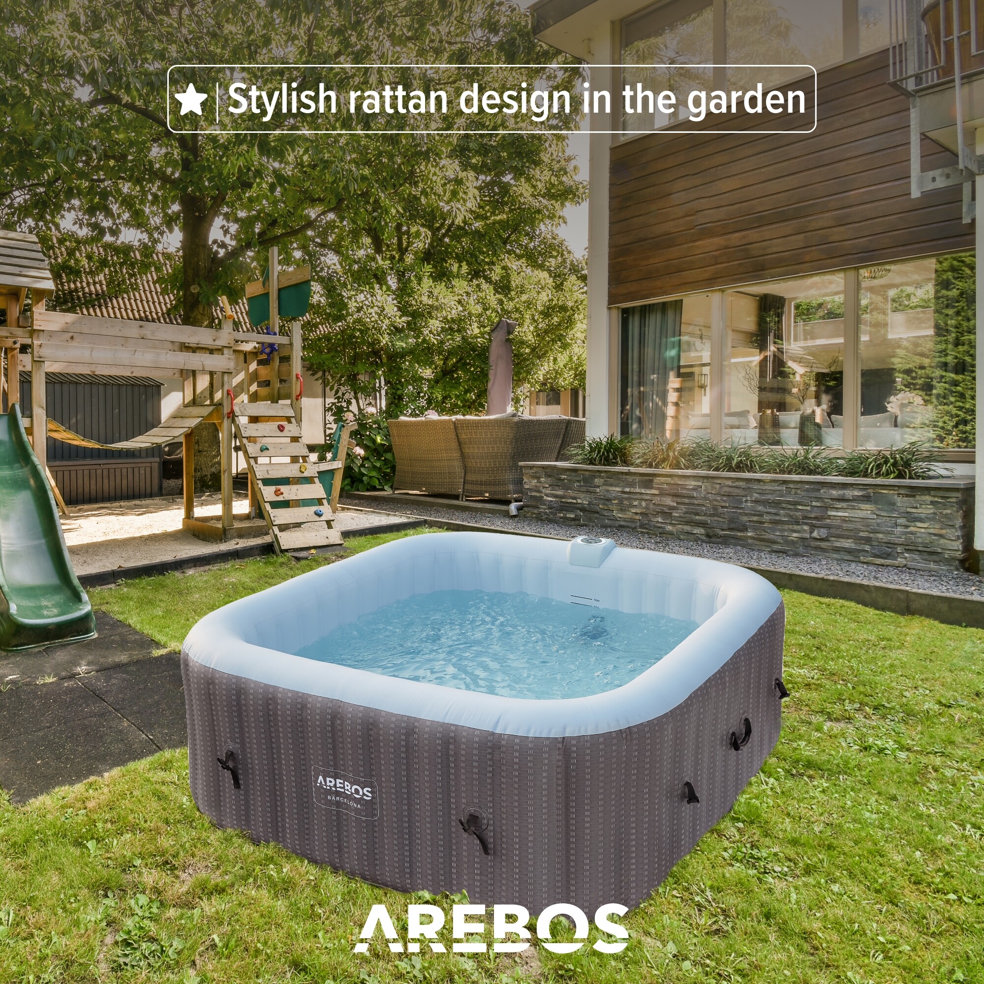 AREBOS Whirlpool Inflatable Indoor & Outdoor 6 People 130 Massage Jets ...