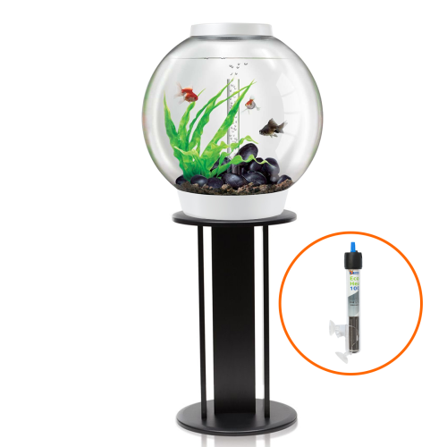 biOrb Classic 60L Aquarium in White with MCR LED Lighting, Black Stand ...