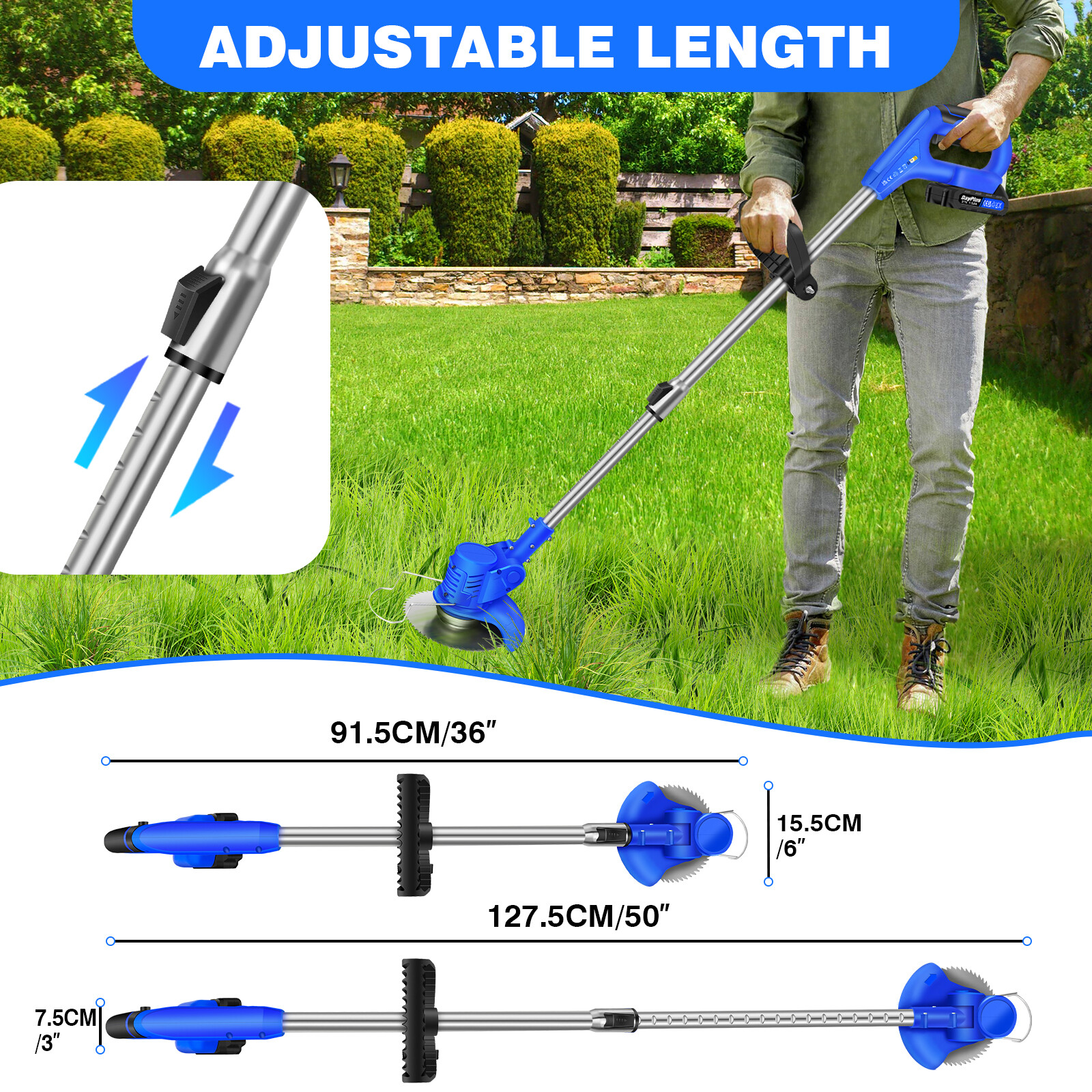 (With Two Battery) Cordless Grass Trimmer Strimmer Edger Powerful ...