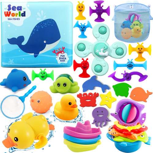 Dolphin Baby Bath Toy Set 32pcs Floating Ocean Animal Themed Bath