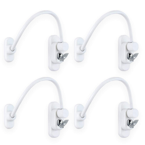 XFORT 4 Pack White Lockable Window Restrictor with Key, 20cm Cable ...