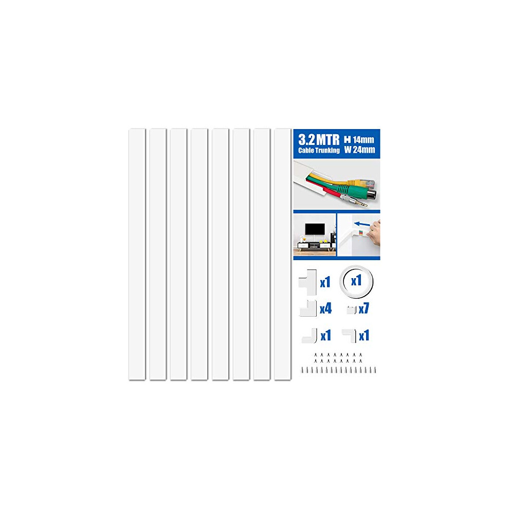 Cable Trunking Kit, Trunking for TV Cables, Self Adhesive Wall Cable ...