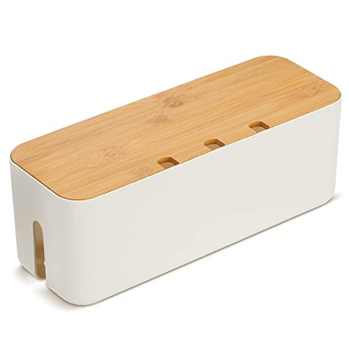 Cable Tidy Box, Larger Cables management box, with Bamboo Lid Cables ...