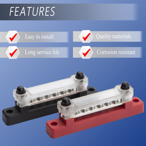 12V-48V Bus Bar Power 6 Terminal Blocks 150A M6*2 M4*6 Screws Terminals Distribution Block for ...