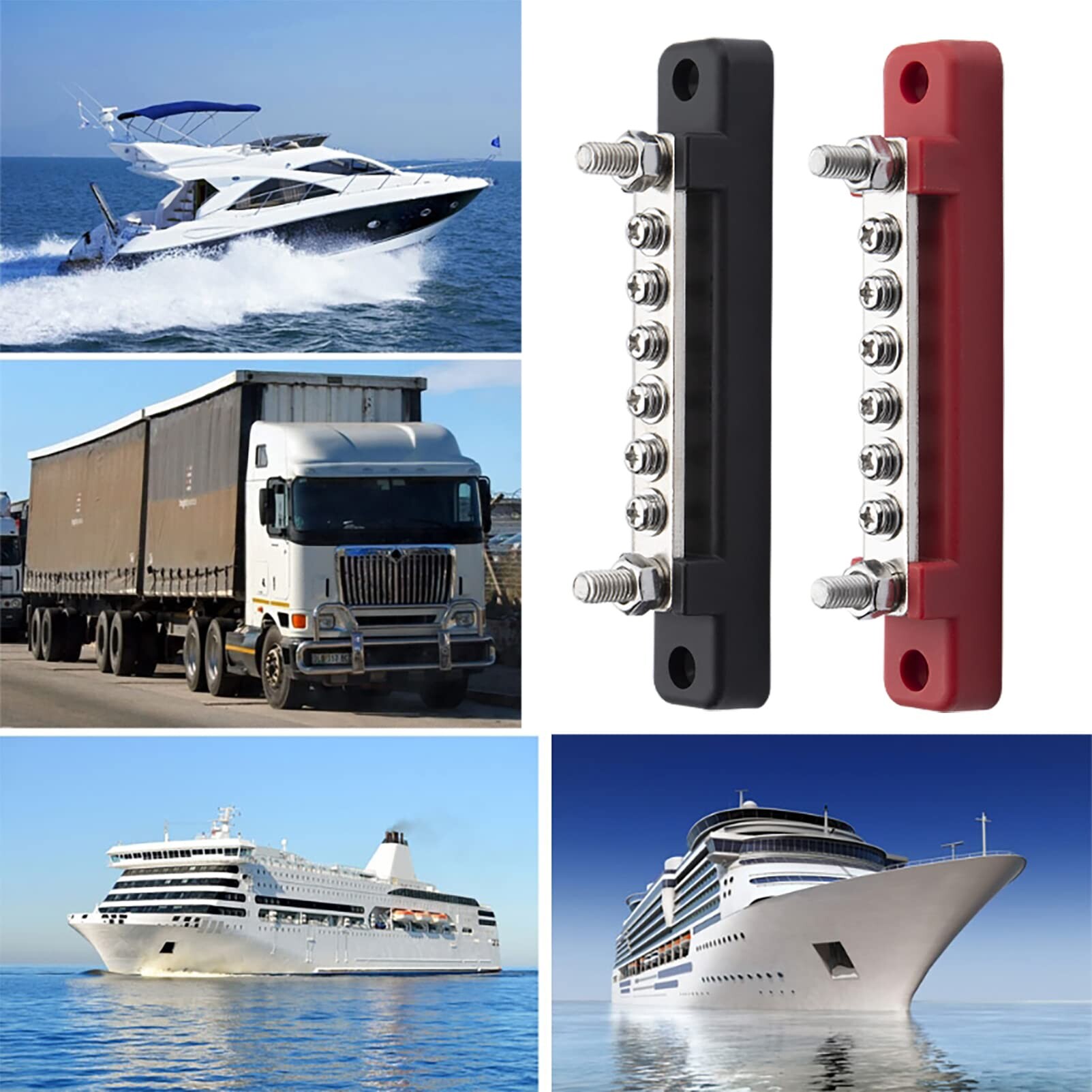 12V-48V Bus Bar Power 6 Terminal Blocks 150A M6*2 M4*6 Screws Terminals ...