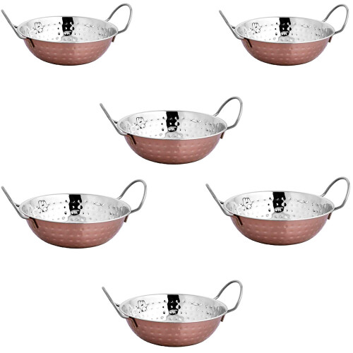 Set of 6, Indian Copper Karahi Dishes Vegetable Dinner Traditional ...