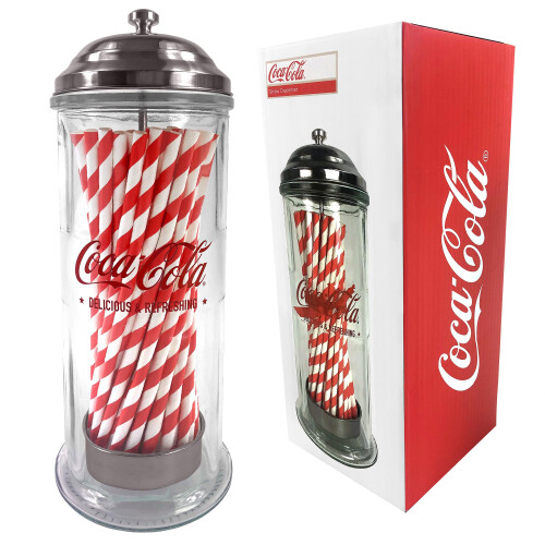 Coca Cola Glass Straw Holder & Dispenser - Official Coca Cola Gifts ...