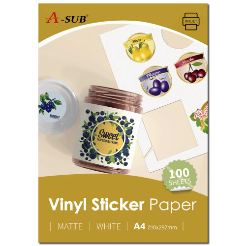 White Matte Premium Waterproof Printable Vinyl Sticker Paper, Self ...