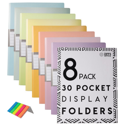 Ziffs Office 8 x 30 Pocket A4 Display Folders - Pastel Coloured A4 ...