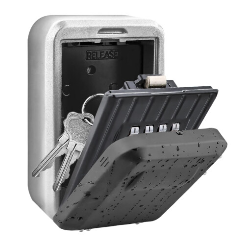 Key Safe Wall Mounted, Key Lock Box with 4 Digit Combination Code ...