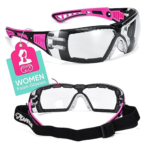 Anti-fog Ladies Pink Safety Glasses - SG010 EN166 Wraparound Safety ...