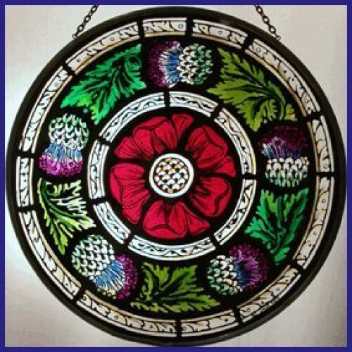 Decorative Hand Painted Stained Glass Window Sun Catcher/Roundel in a ...