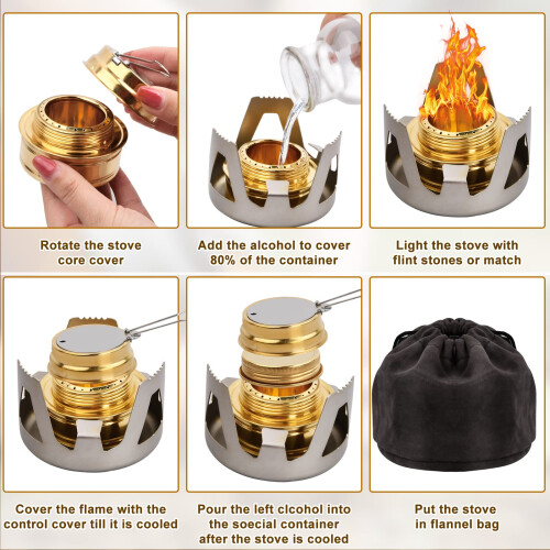 2 Pack Mini Alcohol Stoves, Ultralight Portable Spirit Burner Furnace ...