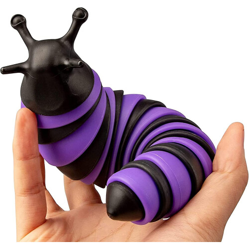 (black and purple) Fidget Slug Toy Articulating Stim Toy White/black ...