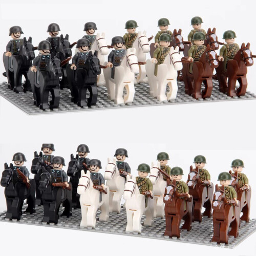 (German + US Army 12pcs + 12 war horses) Cavalry Horse Phalanx with ...