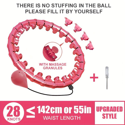 (Pink 28 Knots, Upgraded Style) Smart Weighted Fit Hoop Exercise Circle ...