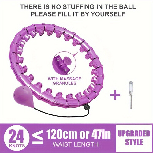 (Purple 24 Knots, Upgraded Style) Smart Weighted Fit Hoop Exercise ...