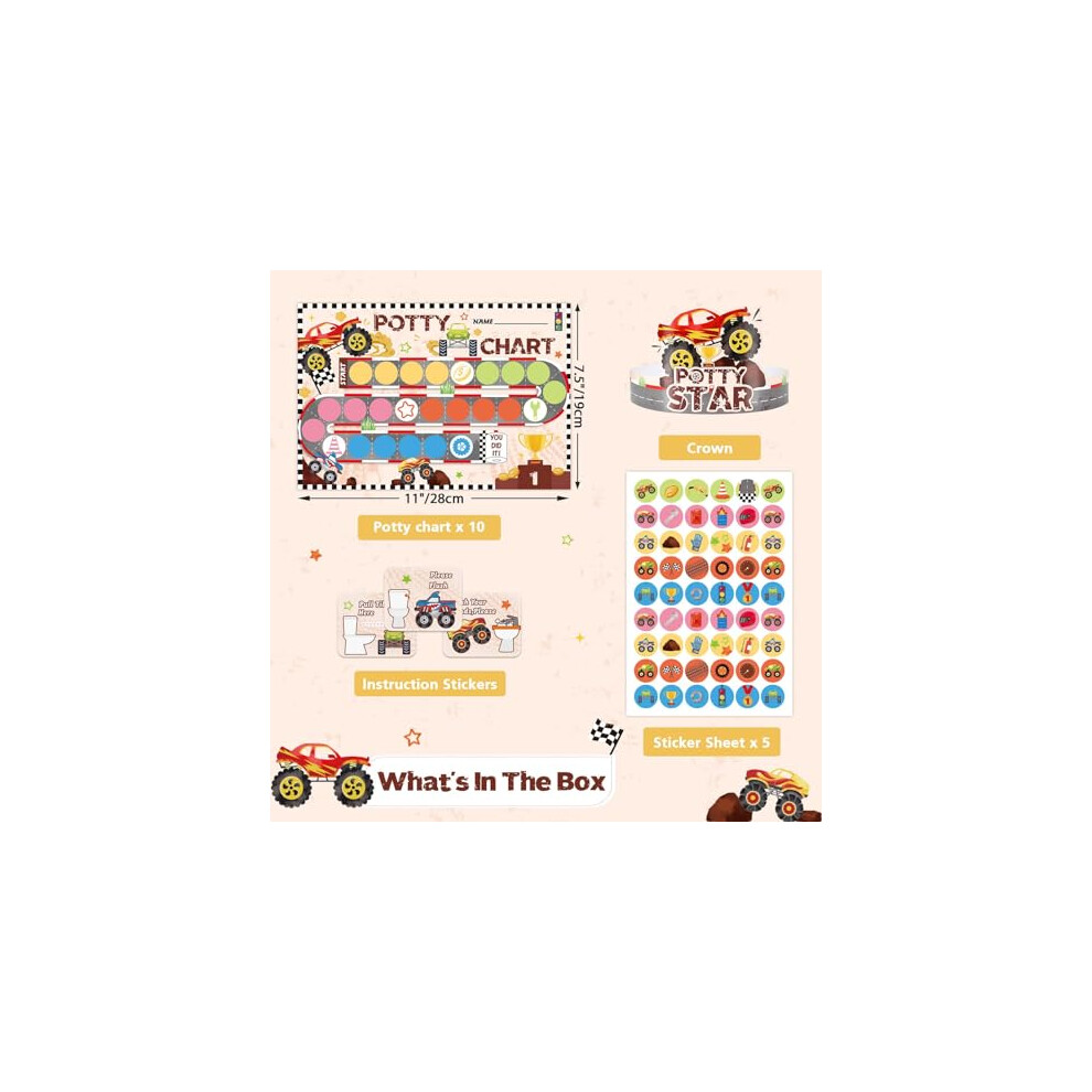 Potty Training Chart - Monster Truck Toilet Training Reward Chart with ...