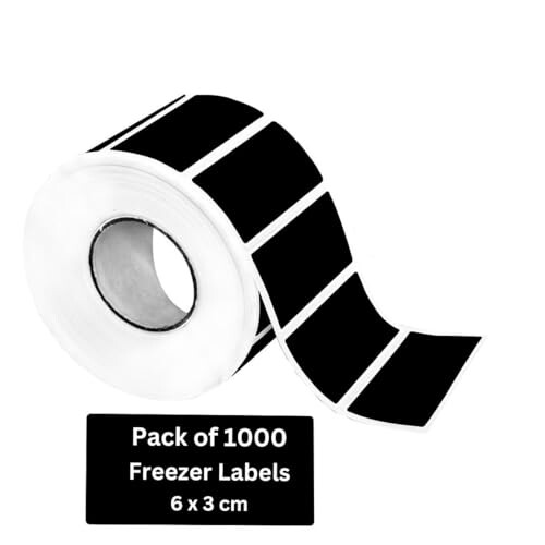 Shazeel Freezer Labels Easy Peel Off 1000 Pcs Black Removeable Frozen ...