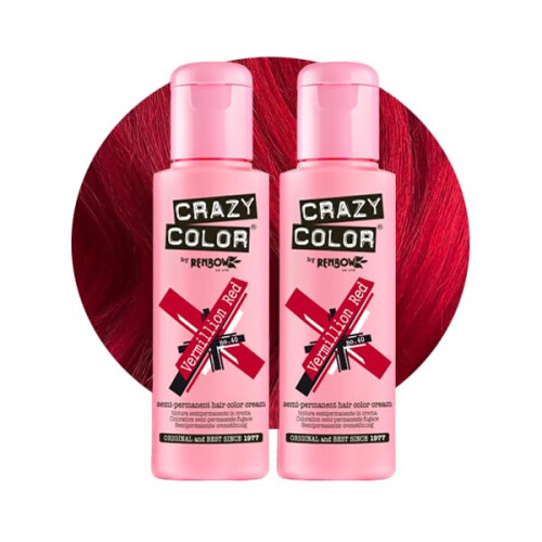 Vibrant Vermillion Red Semi-Permanent Duo Hair Dye. Highly Pigmented ...