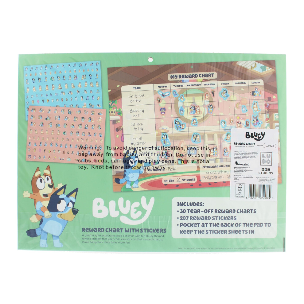 Bluey Reward Chart with Stickers | Reward Charts for Children Behaviour ...