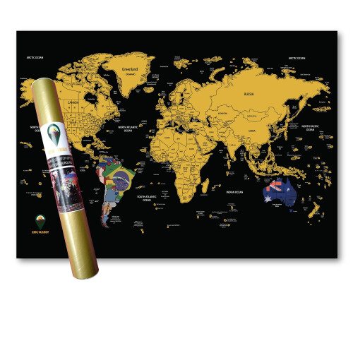 Scratch Off Map with Flags background – Deluxe Travel Size World Map ...