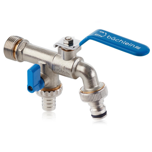 Universal Double Outlet Tap for The Garden [Blue] incl. 2 Hose ...