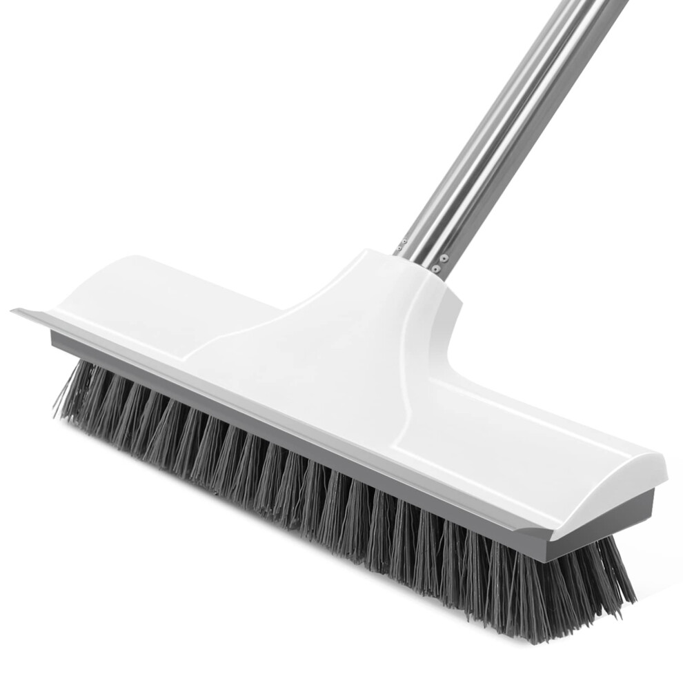 Floor Scrubbing Brush with Long Handle Heavy Duty Stiff Bristle Floor Brush with Squeegee for Cleaning Bathroom Deck Tile Patio on OnBuy