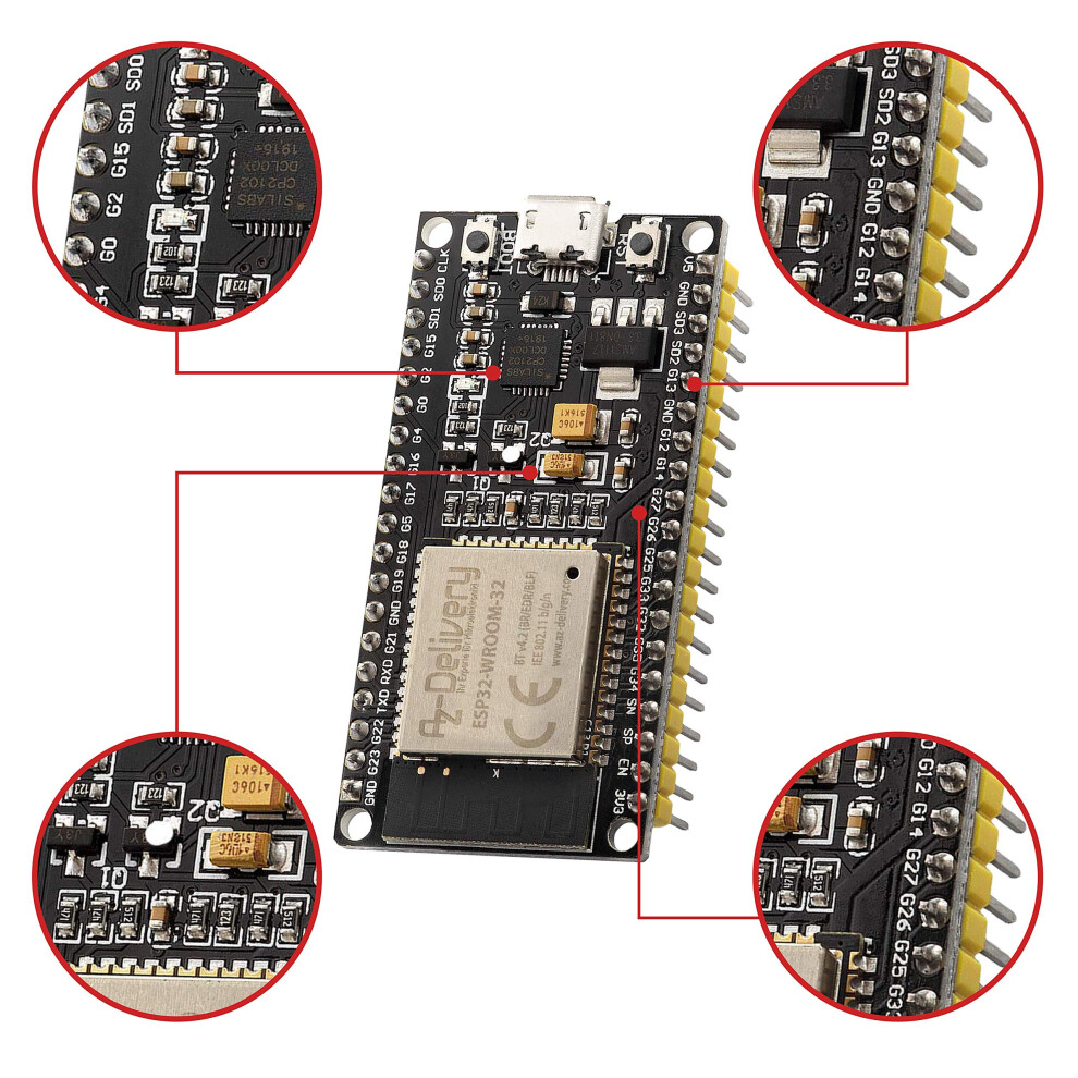 ESP32-DevKitC NodeMCU WiFi WLAN CP2102 ESP32-WROOM-32D IoT 2-In-1 Microcontroller Bluetooth ...