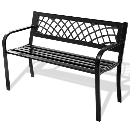 Large Garden Bench Metal Courtyard Bench for 2-3 People Outdoor on OnBuy