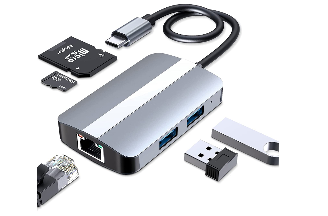 Chronus USB C HUB 5 in 1, Multiport USB C Adapter with USB 3.0, RJ45 ...