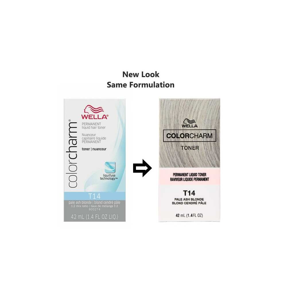 (T14 Pale Ash Blonde) Wella Color Charm Permanent Liquid Hair Toner ...