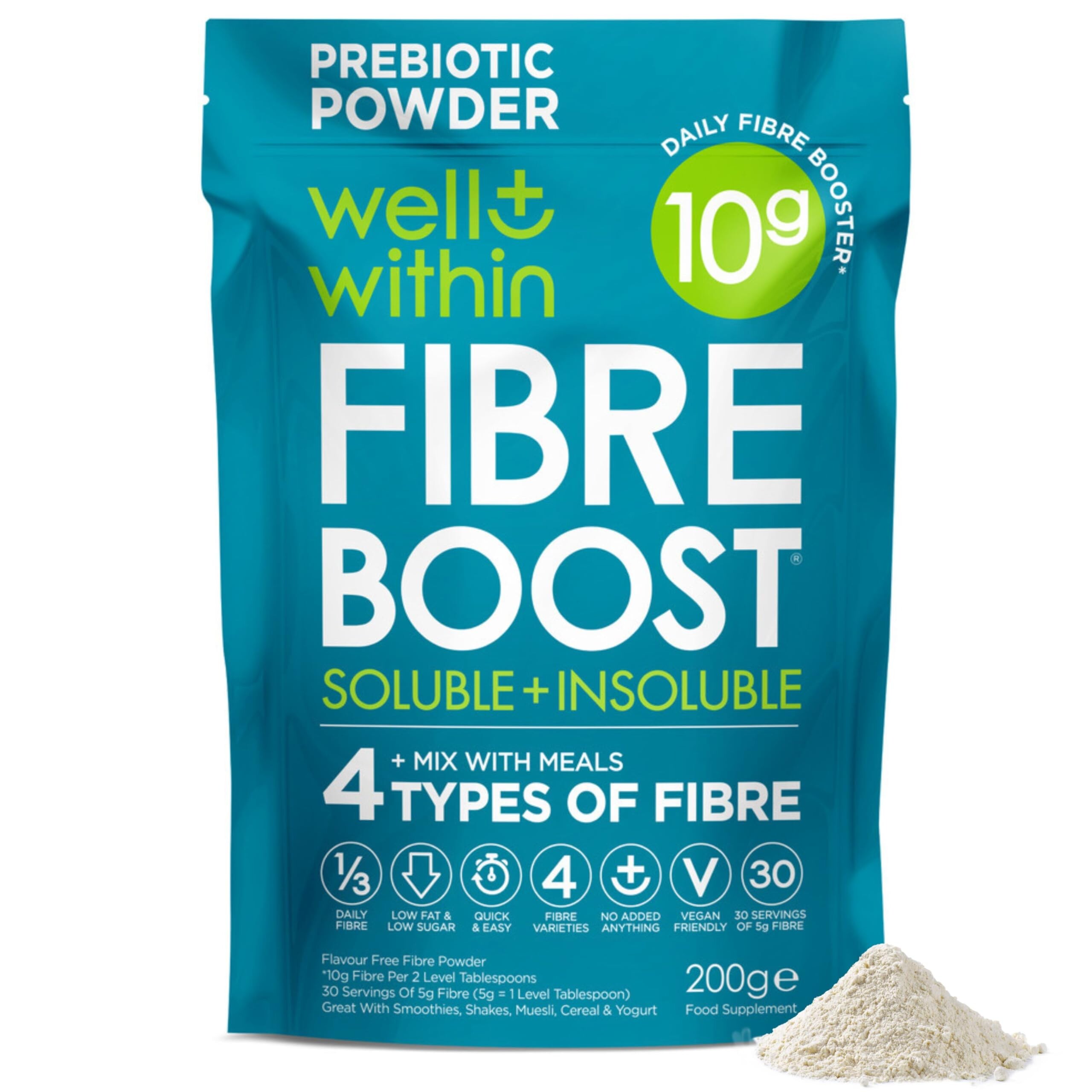 10g Fibre Supplement Prebiotic Powder, 1/3 NHS Daily Fibre, 4 Types ...