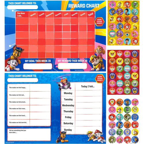 Paw Patrol Reward & Emotion Charts with Stickers for Children Age 3+ on ...