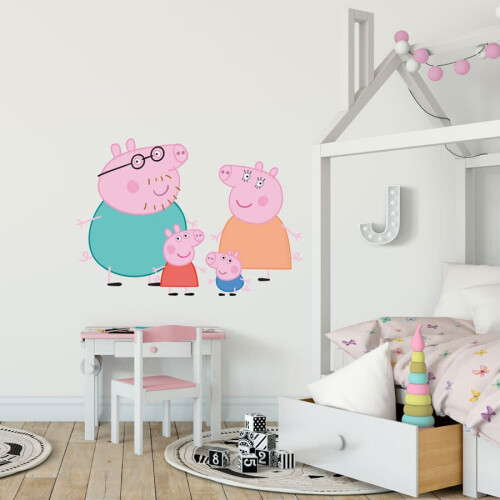 (Peppa and Family, Large) Peppa Pig Wall Stickers Official Peppa Pig ...