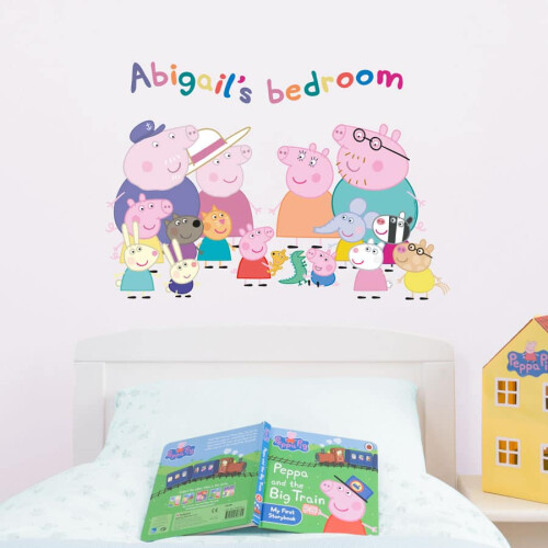 (Personalised Peppa Family, Regular) Peppa Pig Wall Stickers Official ...