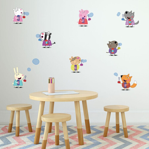 (Peppa Blowing Bubbles, Regular) Peppa Pig Wall Stickers Official Peppa ...