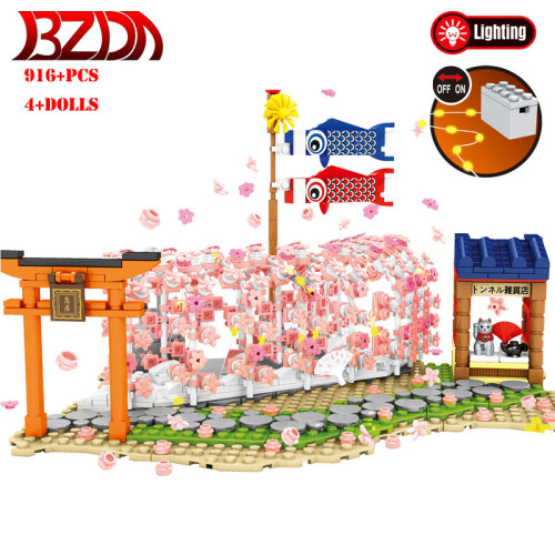 (916 PCS 4 DOLLS) Sakura Blocks Ideas City Cherry Blossom Japanese ...