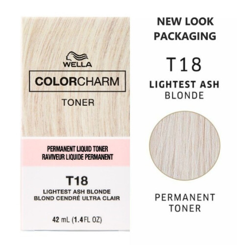 Wella T18 Color Charm Permanent Liquid Hair Toner - Lightest Ash Blonde ...