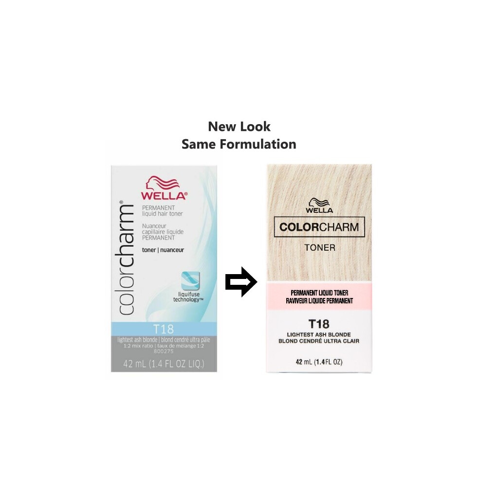 Wella T18 Color Charm Permanent Liquid Hair Toner - Lightest Ash Blonde ...