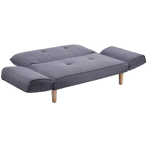 Sleeper Small Sofa Bed Compact Loveseat Couch Wood Legs Light Grey on OnBuy