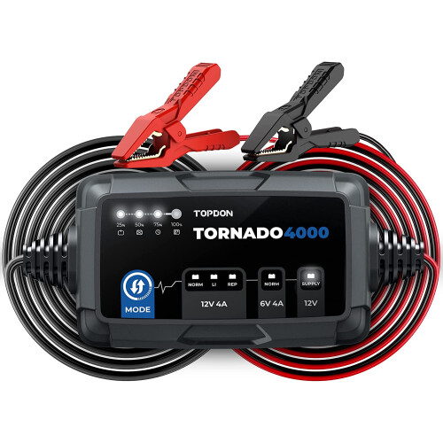 Car Battery Charger, TOPDON T4000 4A/1A Auto Smart Battery Maintainer ...