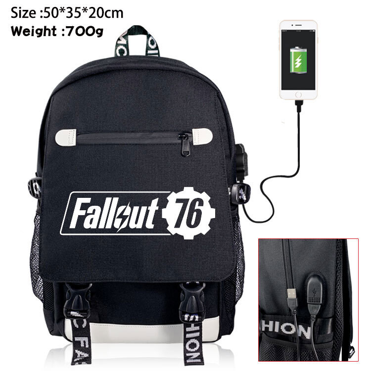(B) Fallout 4 School Bag Vault Boy Backpack with USB on OnBuy