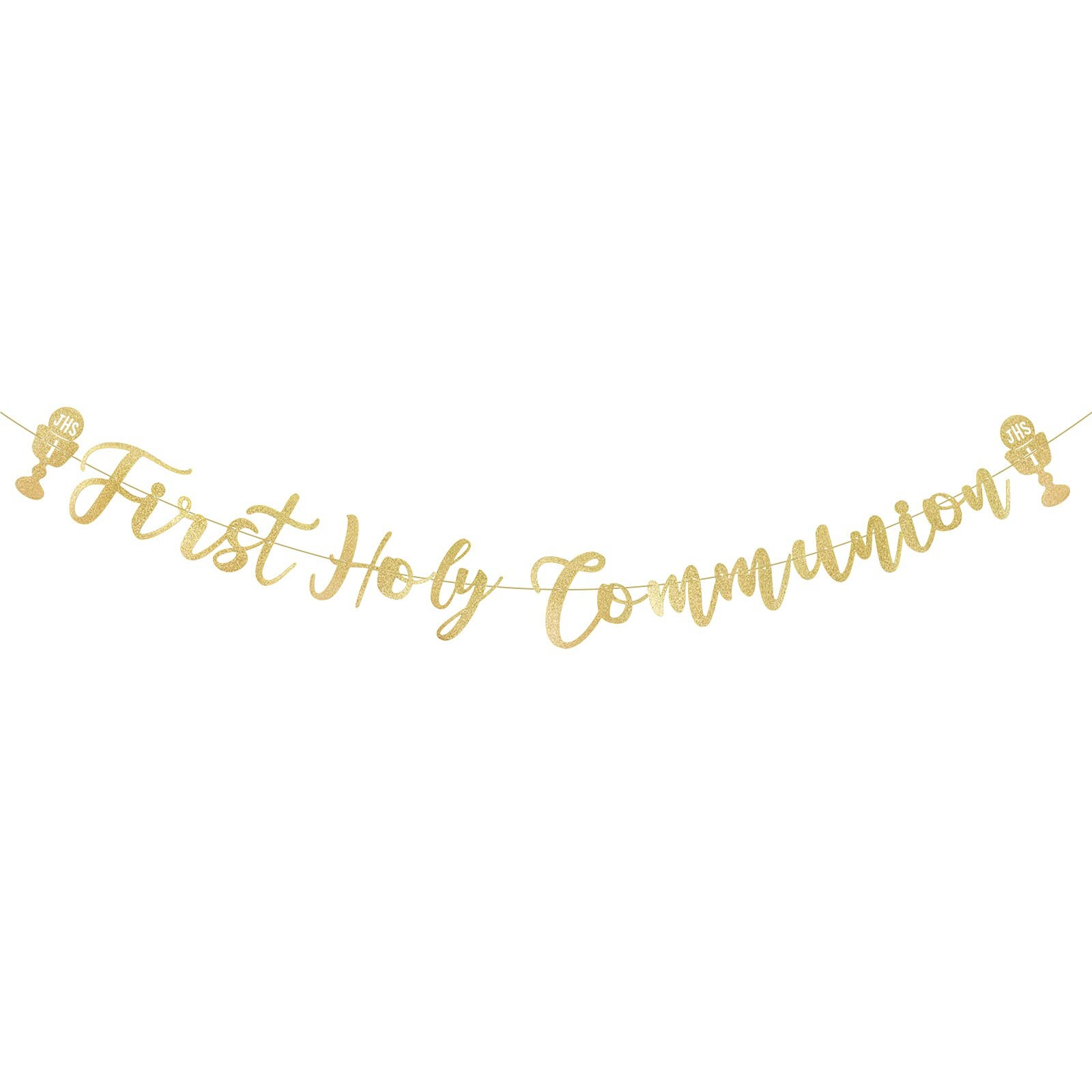 Frist Holy Communion Paper Banner Garland Glitter Letter Backdrop ...