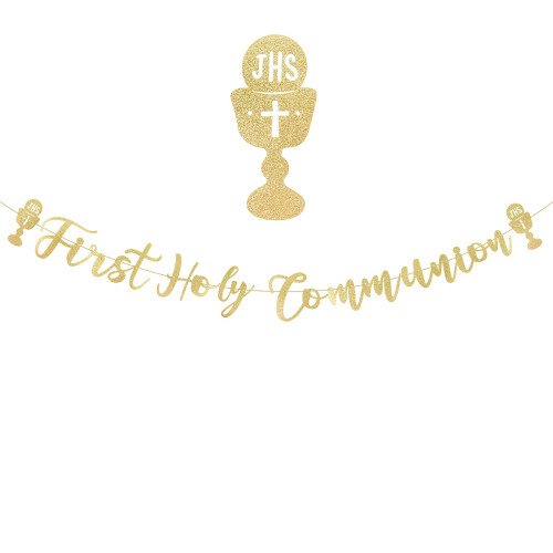 Frist Holy Communion Paper Banner Garland Glitter Letter Backdrop ...