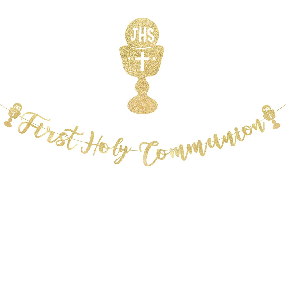 Frist Holy Communion Paper Banner Garland Glitter Letter Backdrop ...
