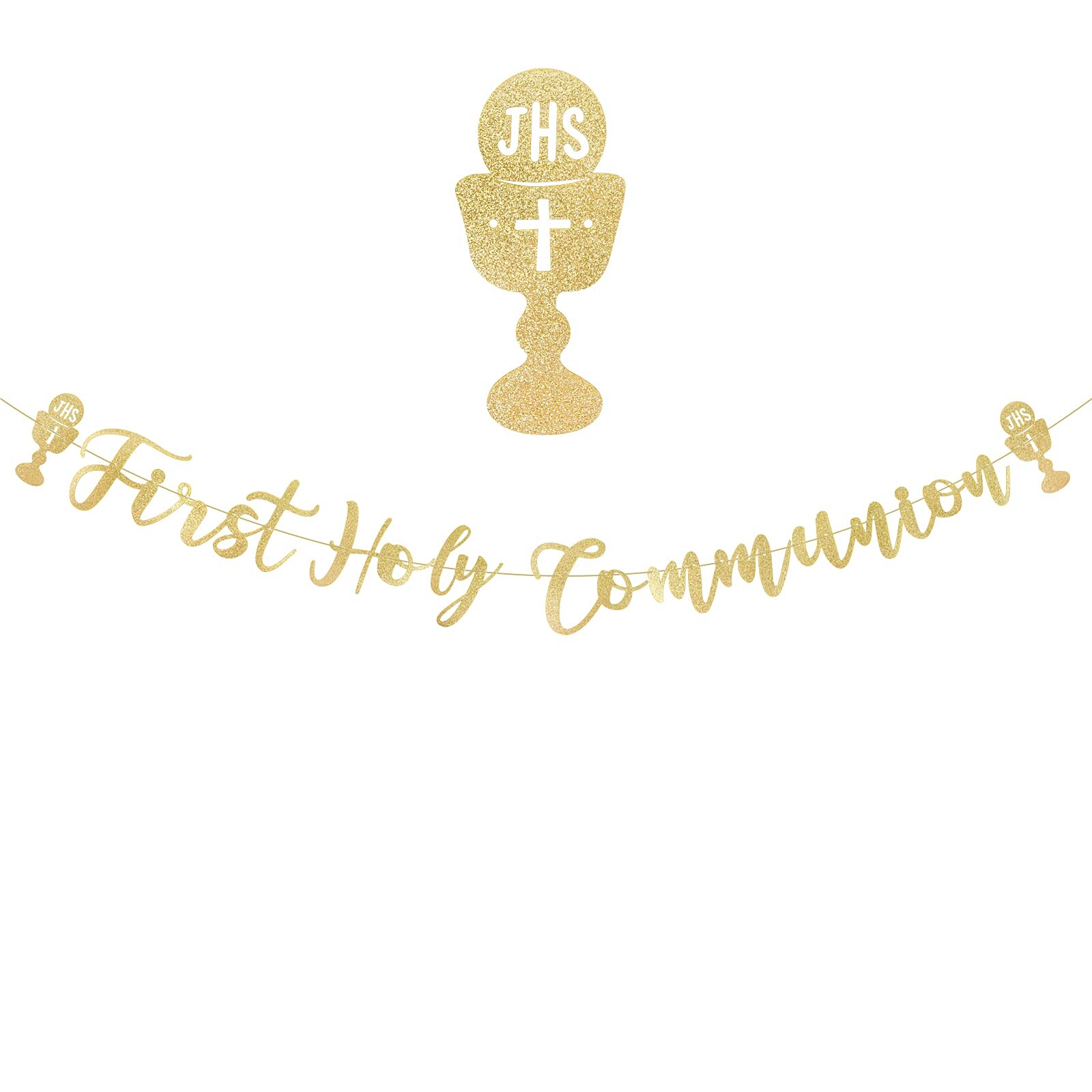 Frist Holy Communion Paper Banner Garland Glitter Letter Backdrop ...