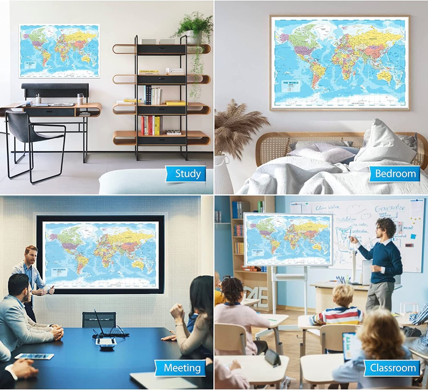 World Map Poster 84 X 60cm Large Wall Map Of The World World Map