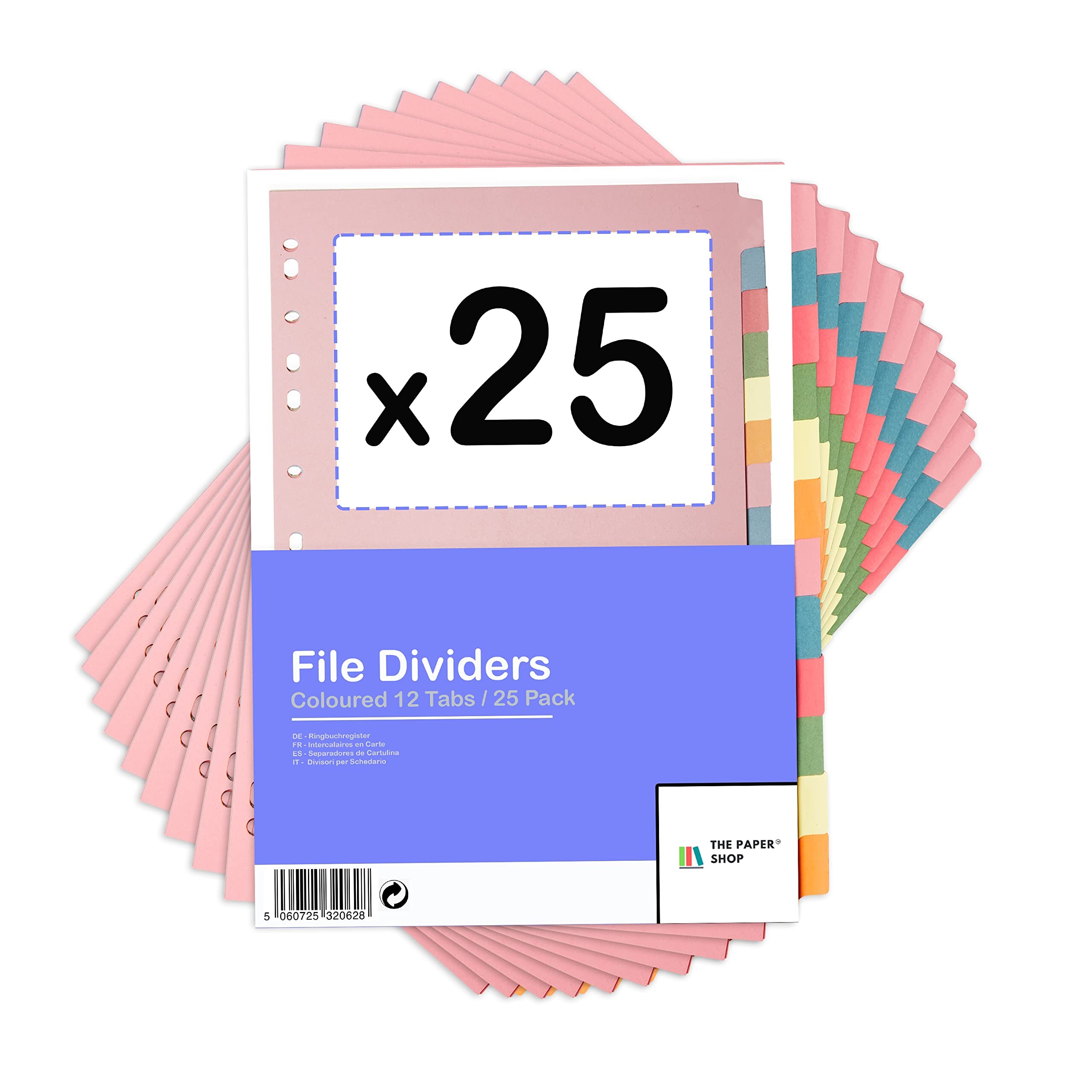 [25 Pack] A4 File Dividers 12 Part | A4 Subject Dividers 12 Part Card ...